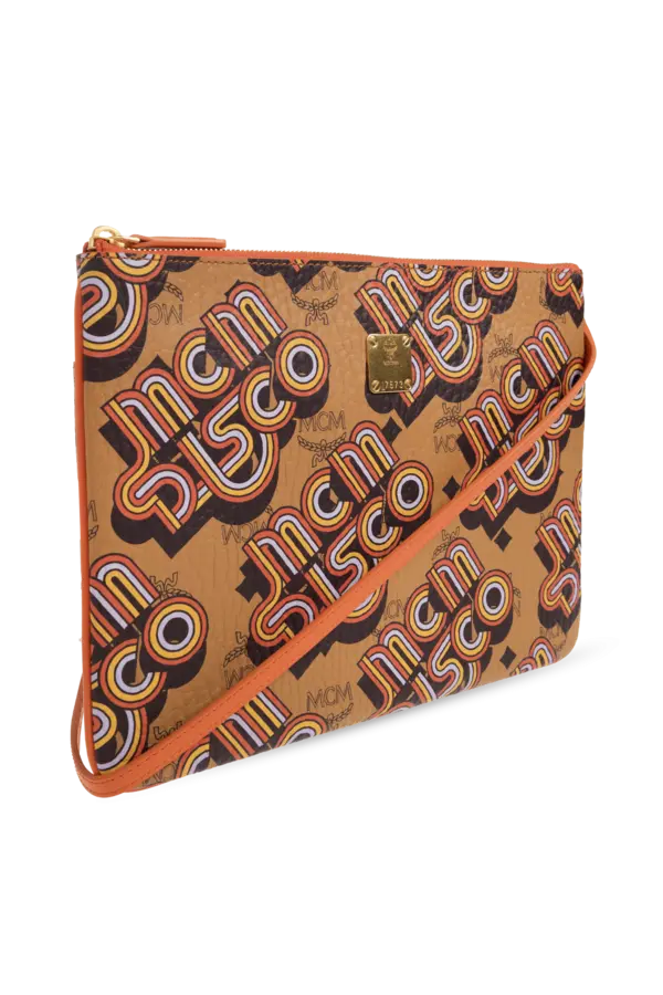 Mcm Clutch With Embossed Logo Pattern And Detachable Strap