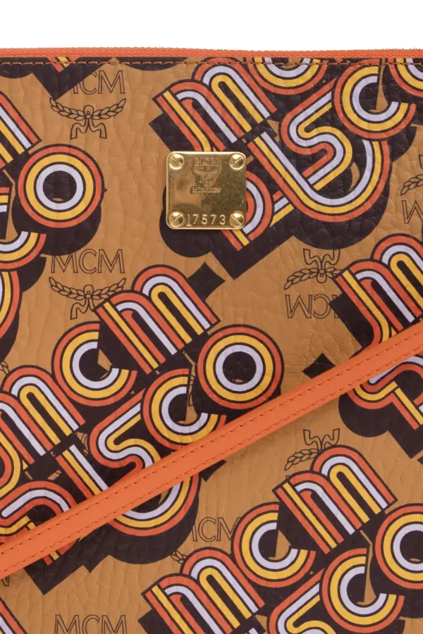 Mcm Clutch With Embossed Logo Pattern And Detachable Strap
