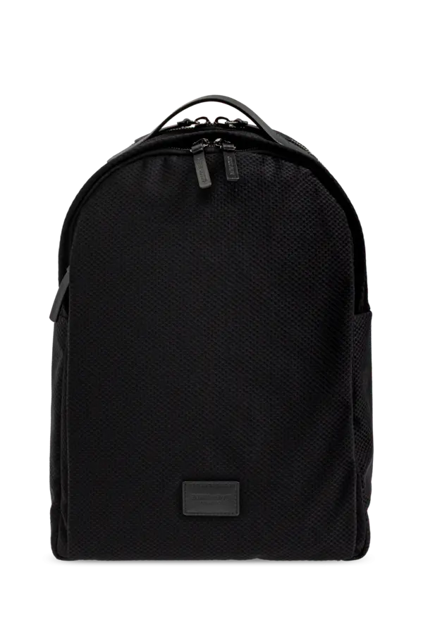Giorgio Armani Backpack With Logo Patch - Black