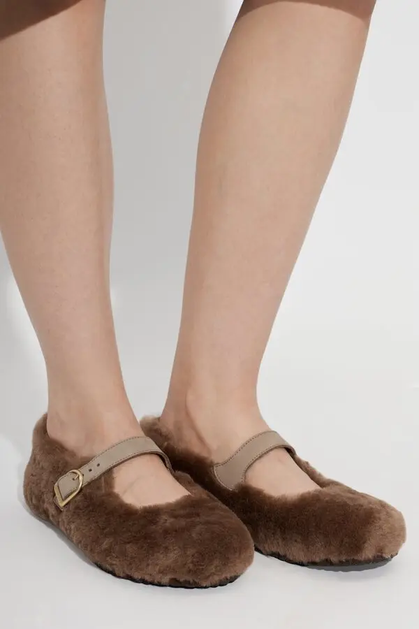 BIRKENSTOCK Santa Clarita" Ballerina Flats With Old Gold-tone Buckle - Brown