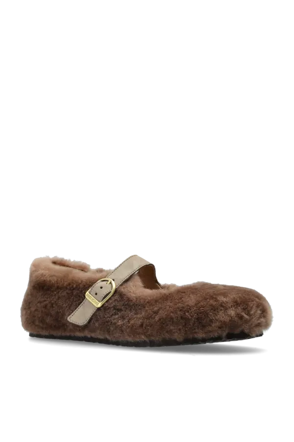 BIRKENSTOCK Santa Clarita" Ballerina Flats With Old Gold-tone Buckle - Brown