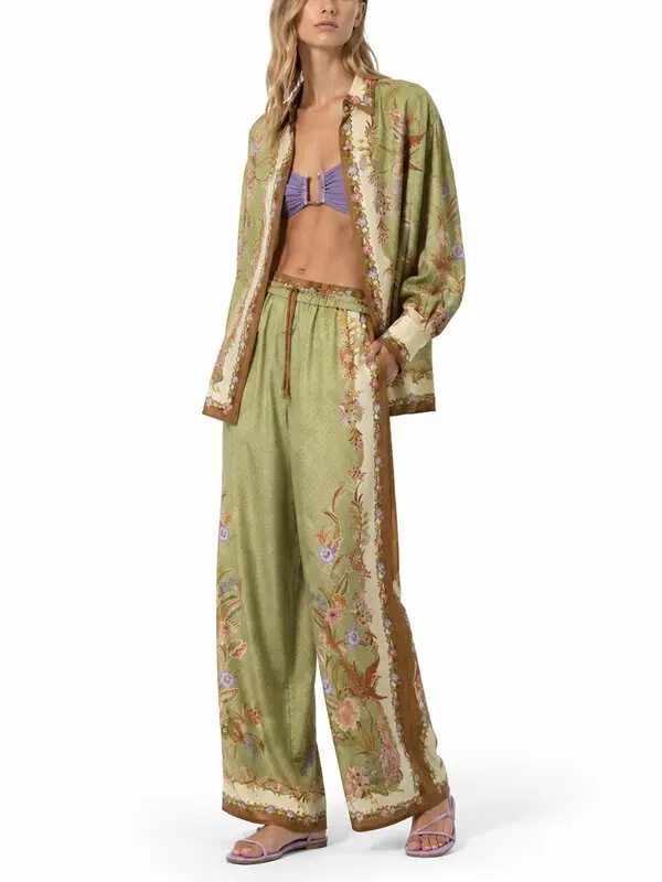Zimmermann Indra" Wide Leg Trousers - Green
