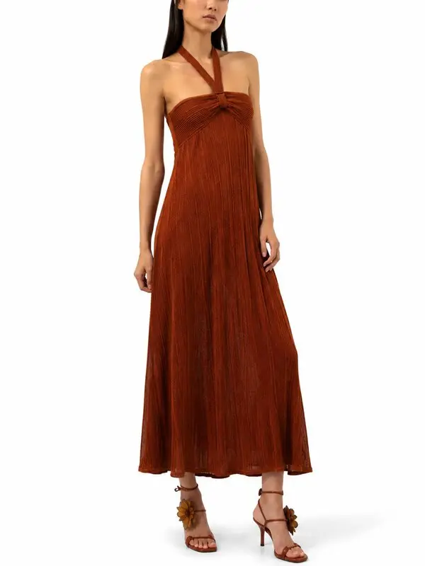 Zimmermann Indra" Metallic Halter Neck Gown