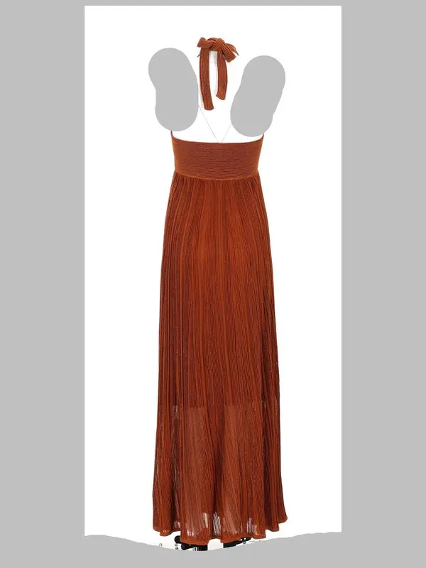 Zimmermann Indra" Metallic Halter Neck Gown