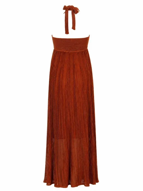 Zimmermann Indra" Metallic Halter Neck Gown