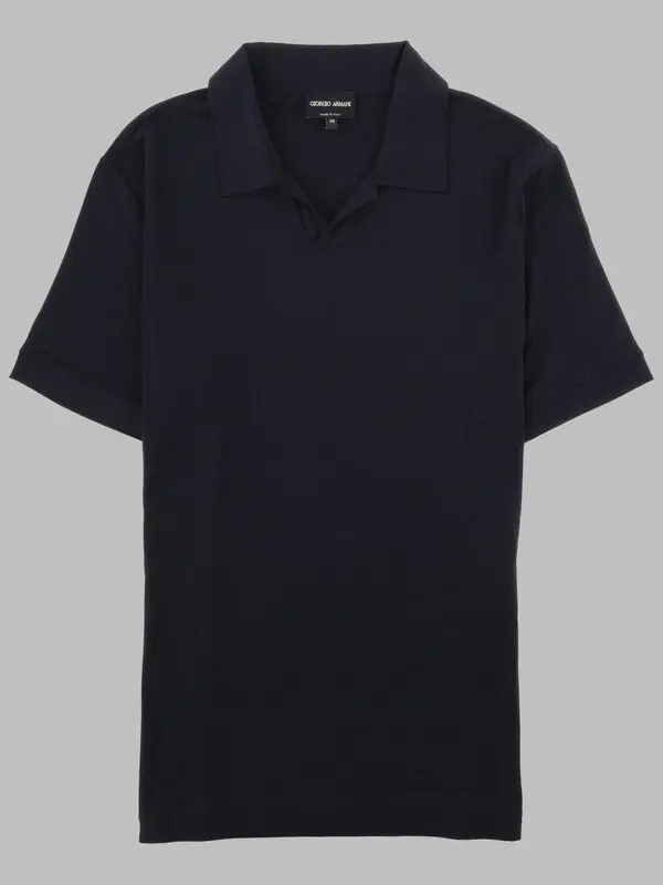 Giorgio Armani Polo In Jersey Di Viscosa Stretch - Blue