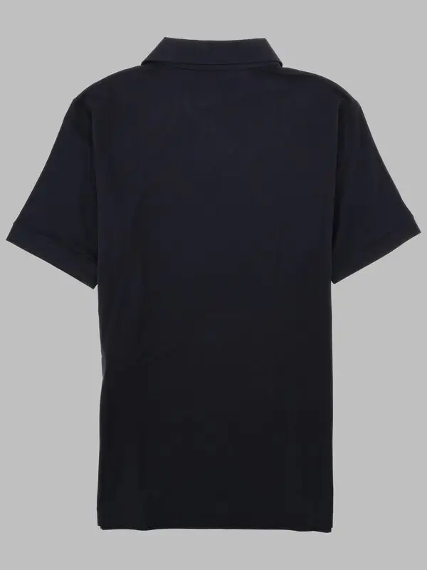 Giorgio Armani Polo In Jersey Di Viscosa Stretch - Blue