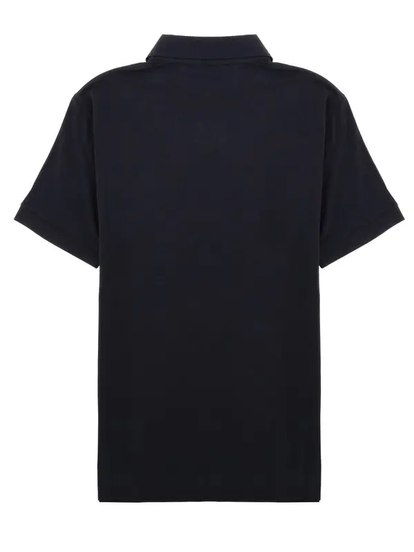 Giorgio Armani Polo In Jersey Di Viscosa Stretch - Blue