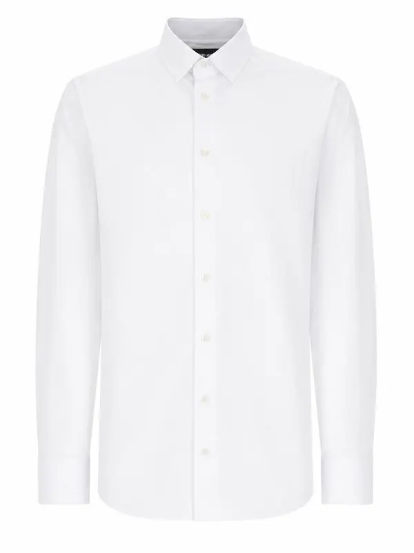Giorgio Armani Camicia Slim Fit In Popeline Di Cotone - White