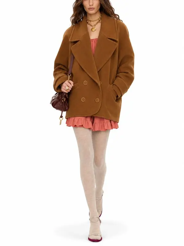 Chloé Double-breasted Wool Short Coat - Beige