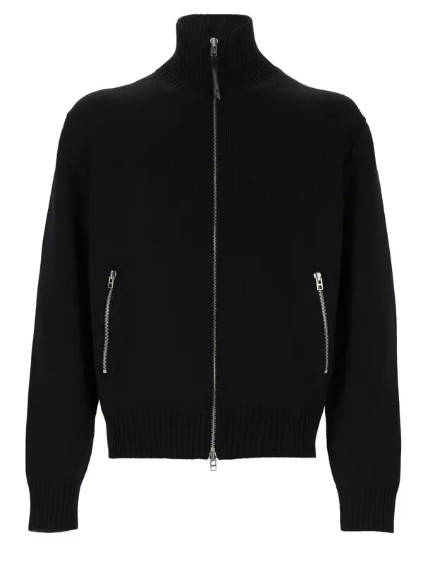 TOM FORD Merino Wool Zip-up Knit With Patch Details