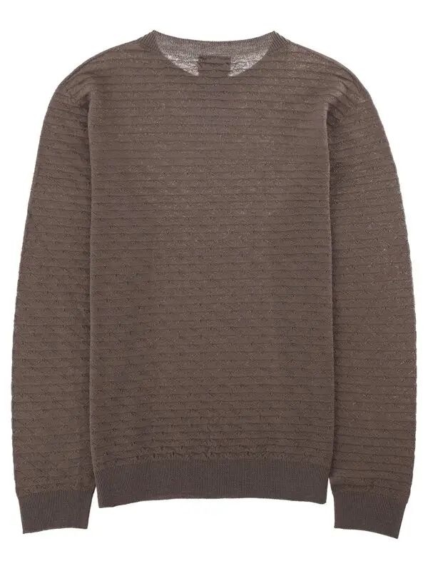 Giorgio Armani Virgin Wool Crewneck Sweater - Beige