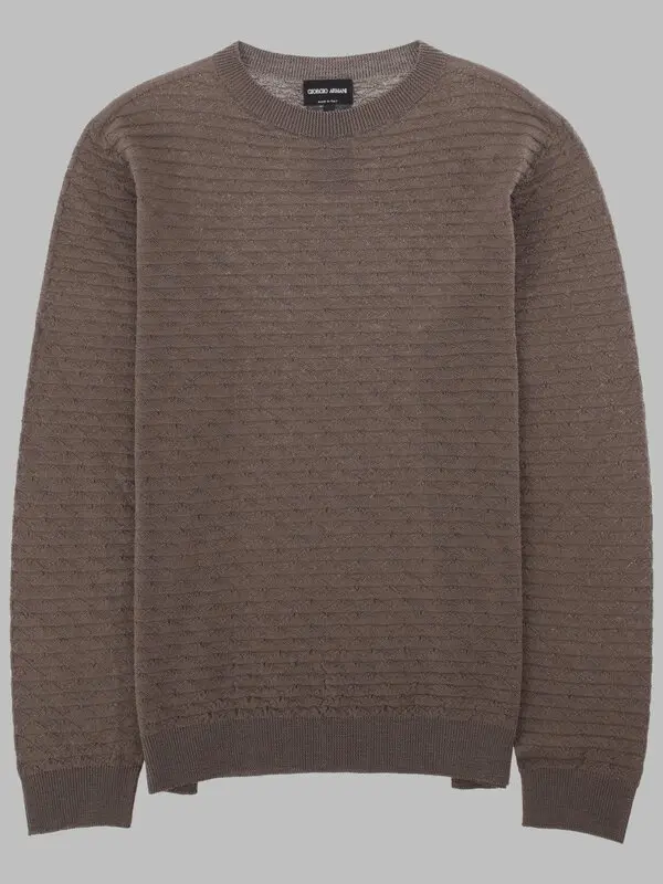 Giorgio Armani Virgin Wool Crewneck Sweater - Beige