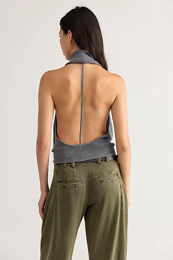 GEEL Vega Cowl Neck Top - Charcoal