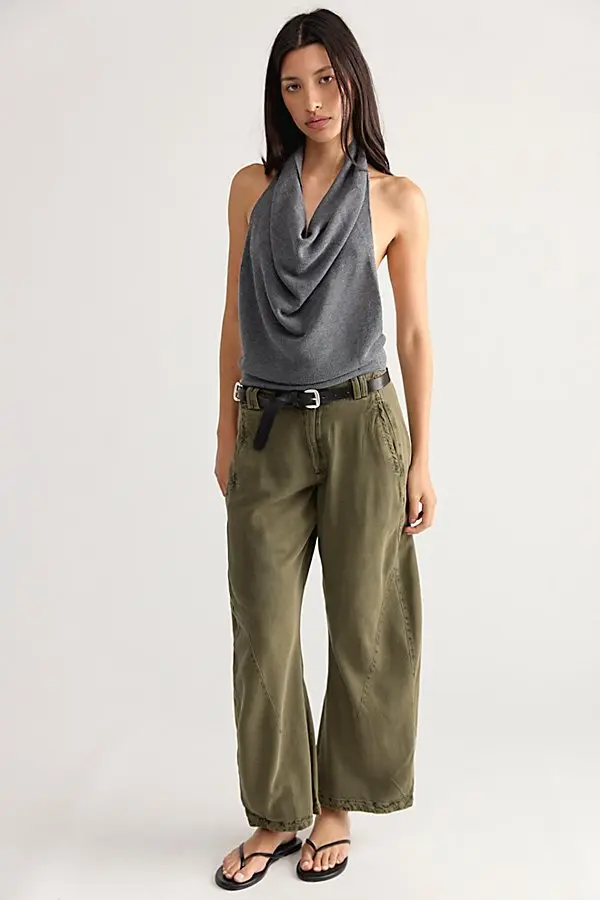 GEEL Vega Cowl Neck Top - Charcoal