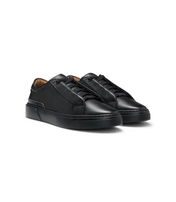 BOSS Gary Sneakers In Brushed Leather With Elastic Laces