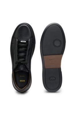 BOSS Gary Sneakers In Brushed Leather With Elastic Laces