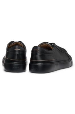 BOSS Gary Sneakers In Brushed Leather With Elastic Laces