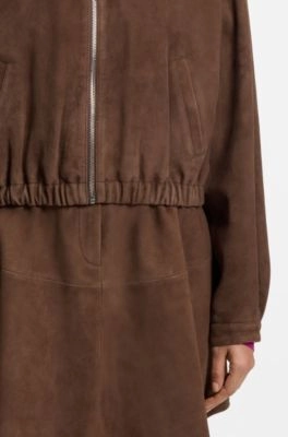 Hugo Suede Jacket With Gathered Hem