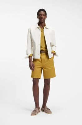 BOSS Merino Wool Knit Polo With Johnny Collar