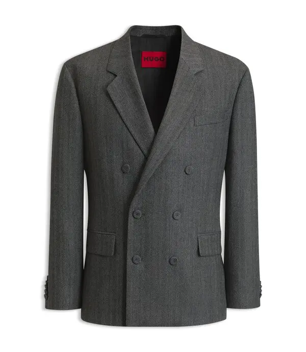 Hugo Modern-fit Suit Jacket In Herringbone Fabric