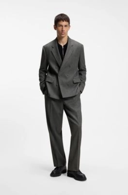 Hugo Modern-fit Suit Jacket In Herringbone Fabric
