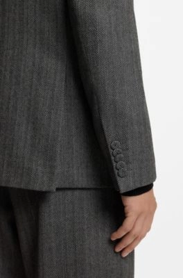 Hugo Modern-fit Suit Jacket In Herringbone Fabric