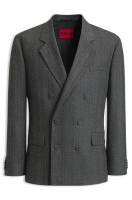 Hugo Modern-fit Suit Jacket In Herringbone Fabric