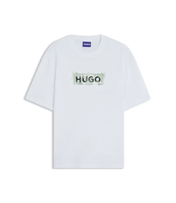 Hugo Cotton T-shirt With Embroidered Logo Artwork