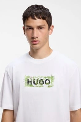Hugo Cotton T-shirt With Embroidered Logo Artwork