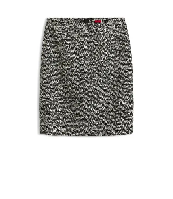 Hugo Slim-fit Pencil Skirt With Herringbone Pattern