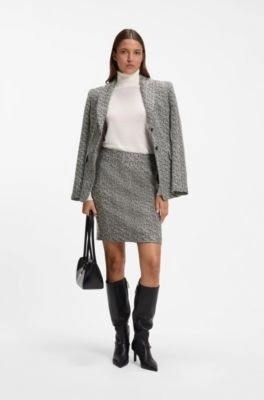 Hugo Slim-fit Pencil Skirt With Herringbone Pattern