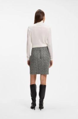 Hugo Slim-fit Pencil Skirt With Herringbone Pattern