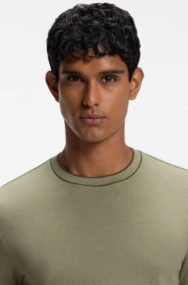 BOSS Regular-fit T-shirt In Structured Cotton With Tipping Details