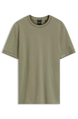 BOSS Regular-fit T-shirt In Structured Cotton With Tipping Details