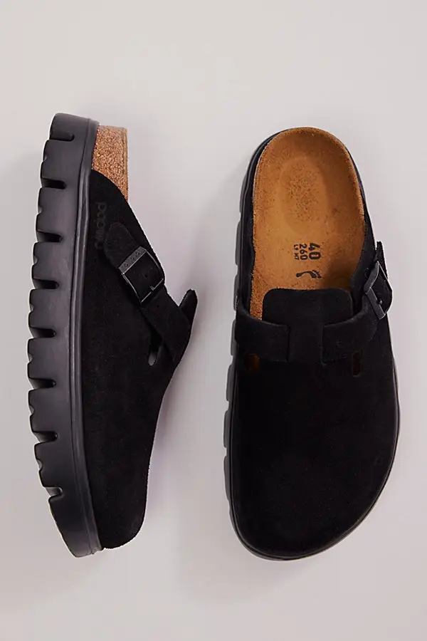 BIRKENSTOCK Boston Chunky Clogs - Black Suede