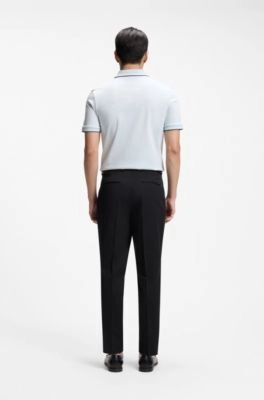 BOSS Tapered-fit Pleated Pants In Cotton Blend