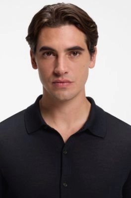 BOSS Virgin Wool Cardigan With Polo Collar