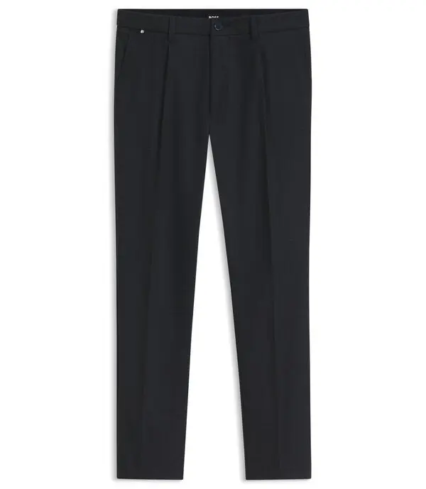 BOSS Tailored Stretch Melange Fabric Pants - Dark Blue
