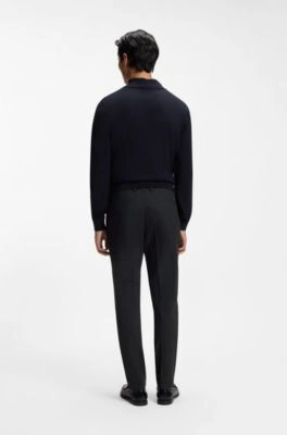 BOSS Tailored Stretch Melange Fabric Pants - Dark Blue
