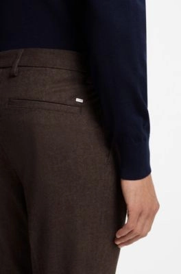 BOSS Tailored Stretch Melange Fabric Pants - Dark Brown