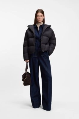 BOSS Hooded Down-filled Puffer Jacket With Batwing Sleeves