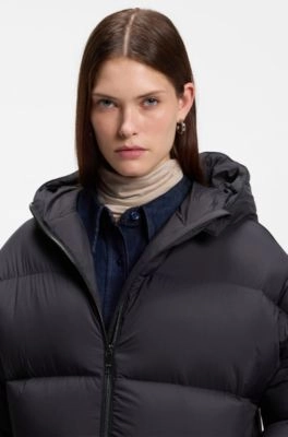 BOSS Hooded Down-filled Puffer Jacket With Batwing Sleeves