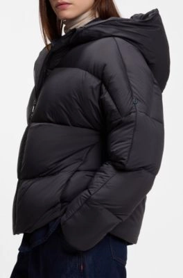BOSS Hooded Down-filled Puffer Jacket With Batwing Sleeves