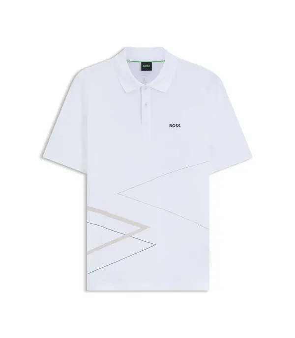 BOSS Pima Cotton Polo Shirt With Placed Print - White