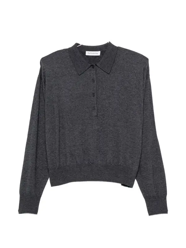 THE FRANKIE SHOP Croydon Wool Blend Polo Shirt - Grey