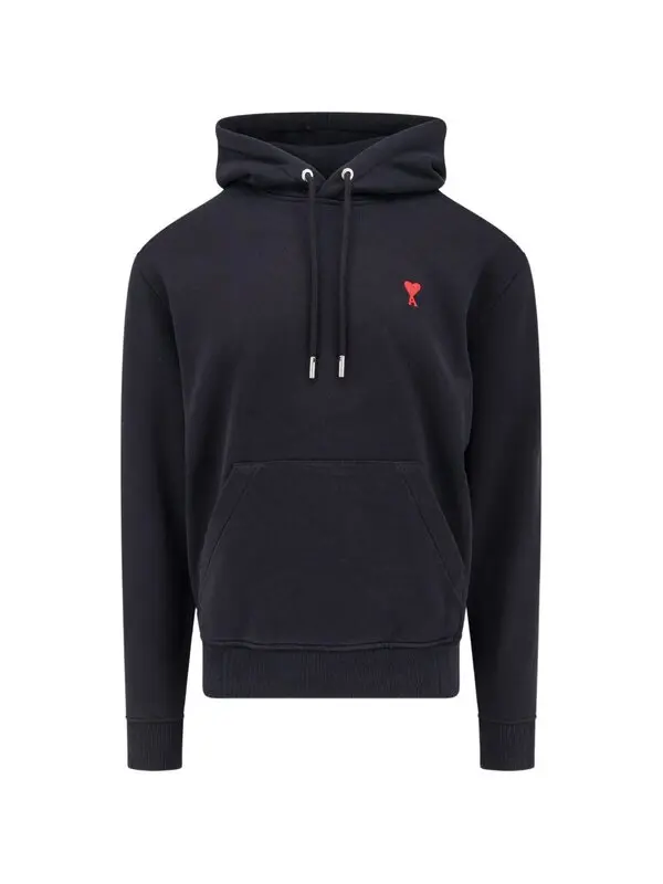 AMI Paris De Coeur Cotton Hoodie - Black
