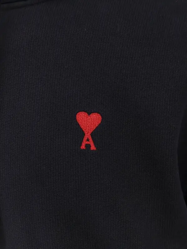 AMI Paris De Coeur Embroidered Cotton Hoodie