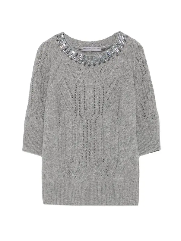 Ermanno Scervino Embellished Crew Neck Sweater - Grey