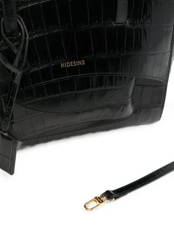 HIDESINS Flap Medium Leather Tote - Black